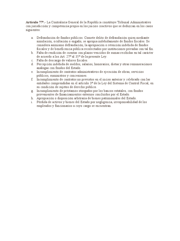 LEY DE CONTROL FISCAL Artículo 77 | PDF
