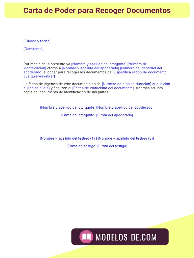 Modelo Carta de Poder para Recoger Documentos | PDF