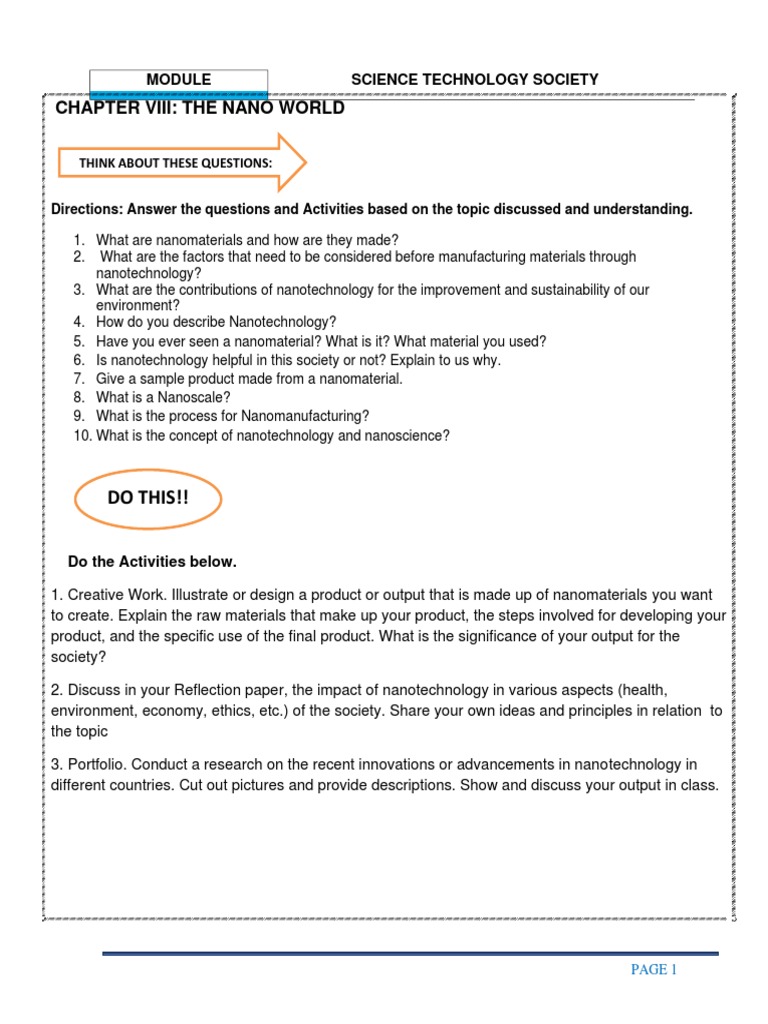 Chapter Viii: The Nano World: Do This!! | PDF