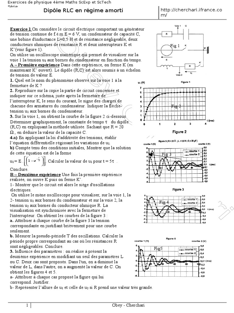 Dipôle RLC en Régime Amorti | PDF | Tension électrique | Condensateur