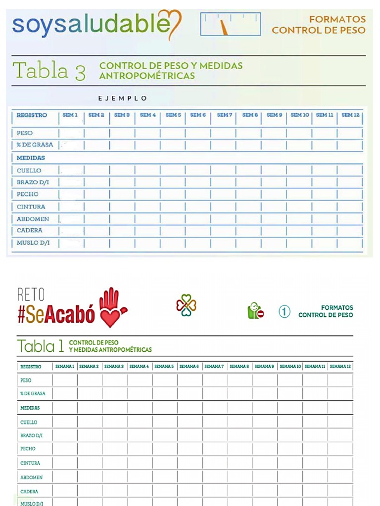 Tabla Control de Peso | PDF