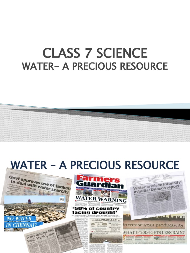 Class 7 Science: Water-A Precious Resource | PDF | Groundwater | Fresh ...