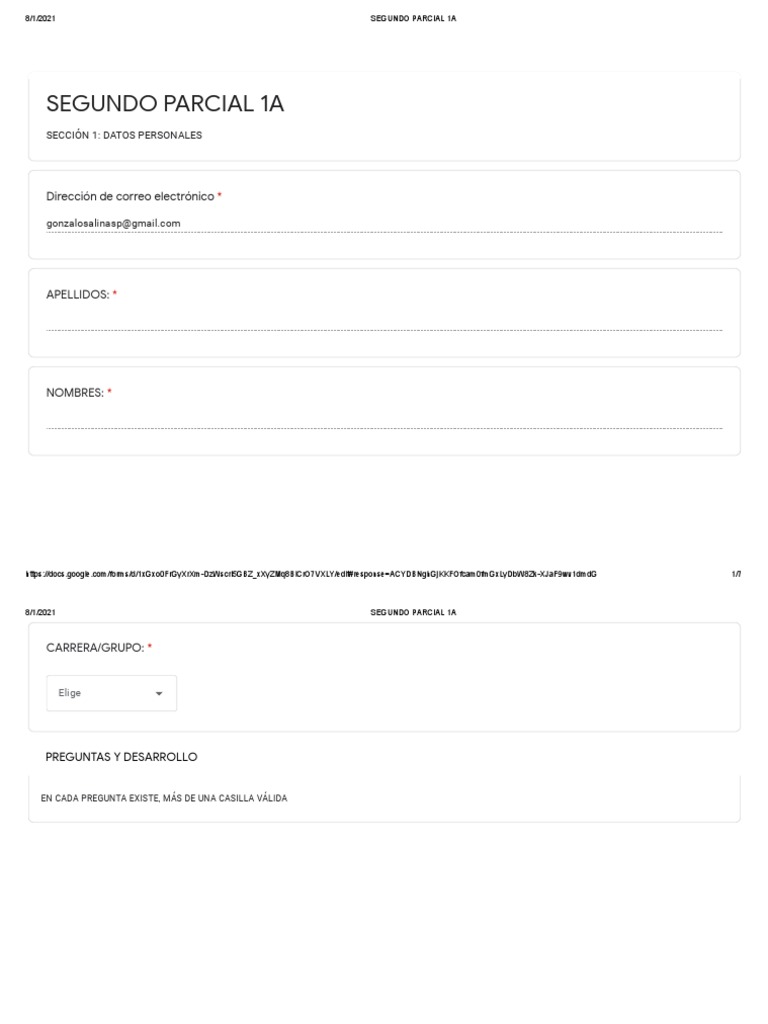 SEGUNDO PARCIAL - Formularios de Google | PDF | Matriz (Matemáticas) | Física teórica