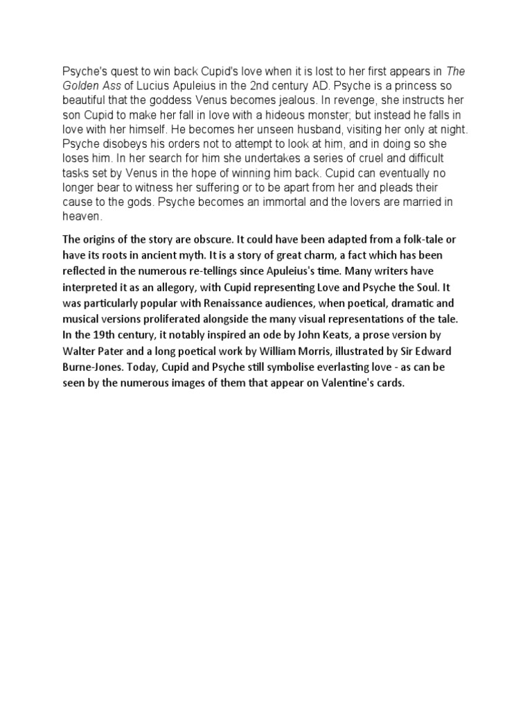 The Story of Cupid and Psyche | PDF | Cupid | Mythology