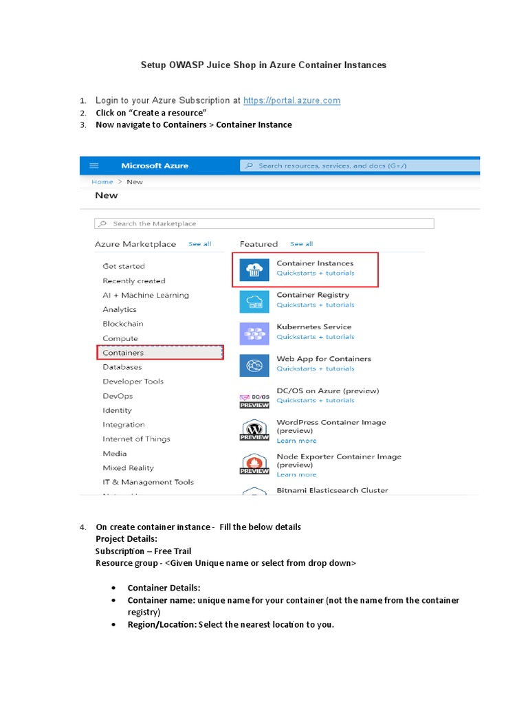 Azure Container Deployment - Steps | PDF