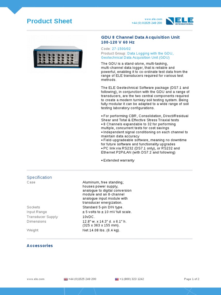 GDU 8 Channel Data Acquisition Unit 100-120 V 60 HZ | PDF | Data ...