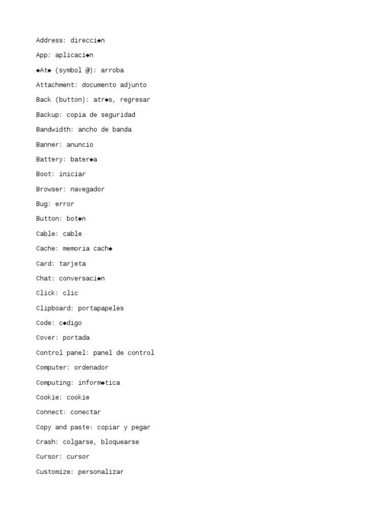 Vocabulario en Ingles Informatica | PDF | Informática | Ciencias de la ...