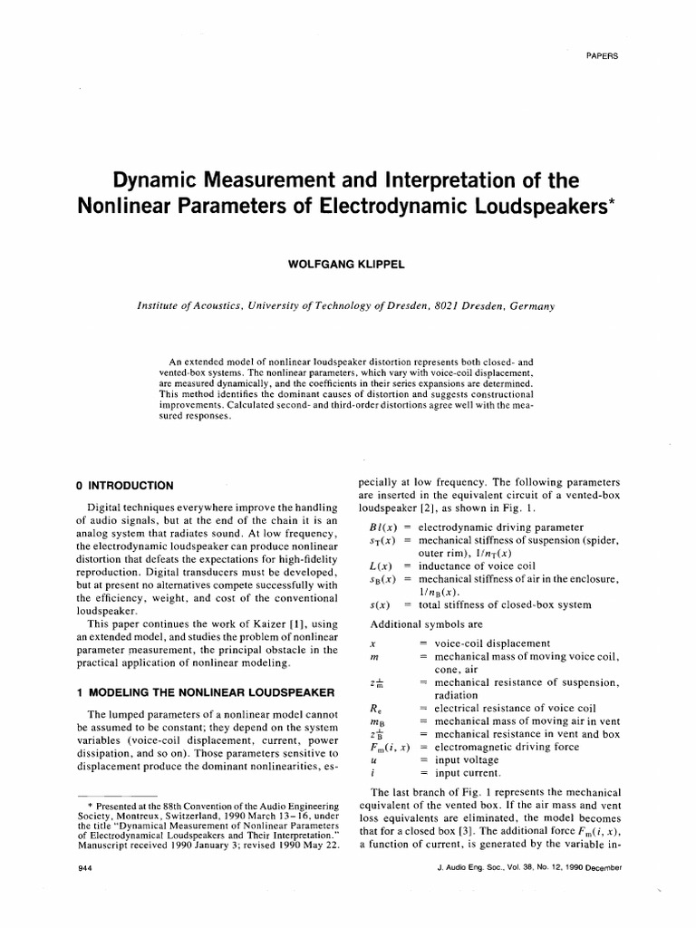 Dynamic Measurementand Interpretation of The Nonlinear Parameters of ...