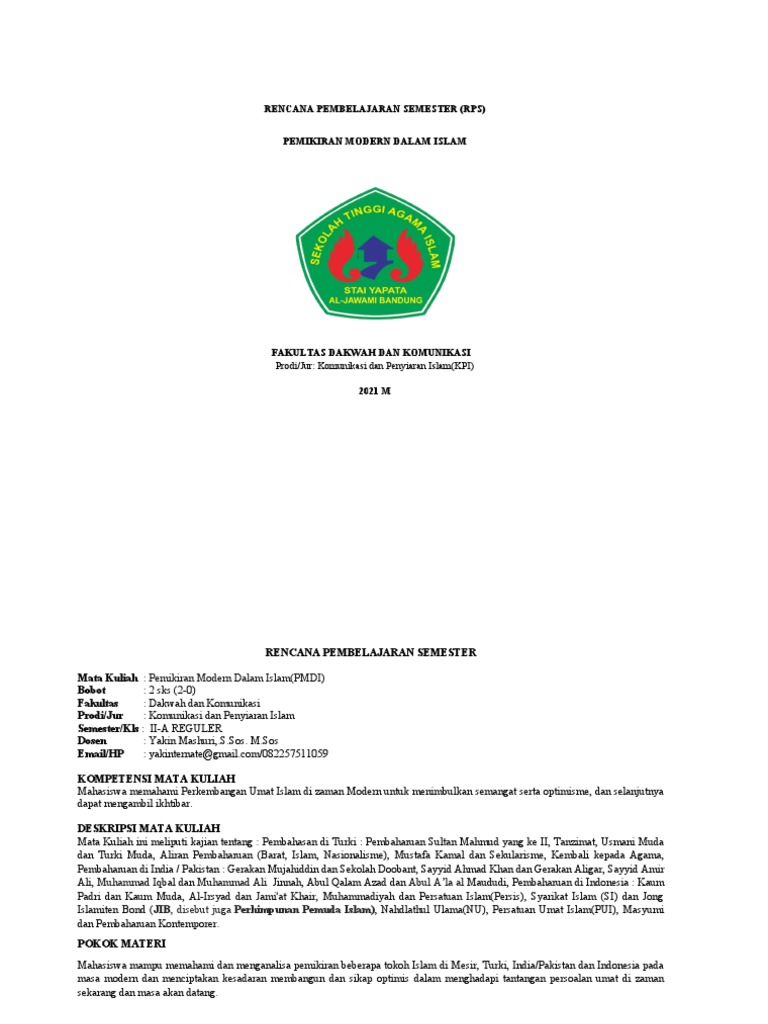 RPS Pmdi Semester Ii 2021 | PDF