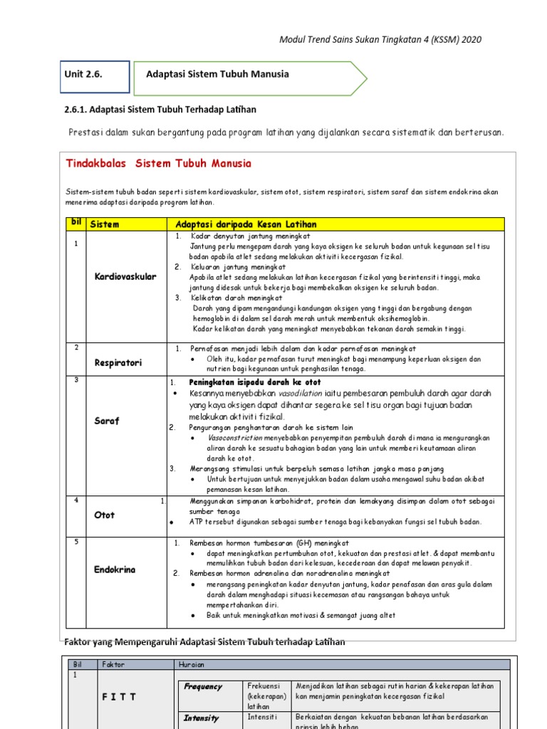 2.6 Adaptasi Sistem Tubuh Manusia | PDF