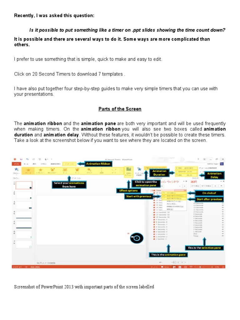 Tutorial in Creating Countdown Timers Through Powerpoint | PDF | Microsoft Power Point | Software