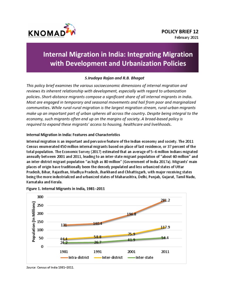 Internal Migration in India: Integrating Migration With Development and Urbanization Policies ...