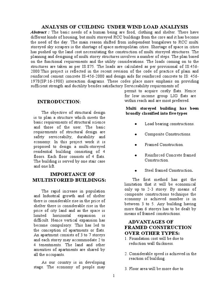 Structural Design And Analysis Ofbuilding Under Wind Load Analiysis