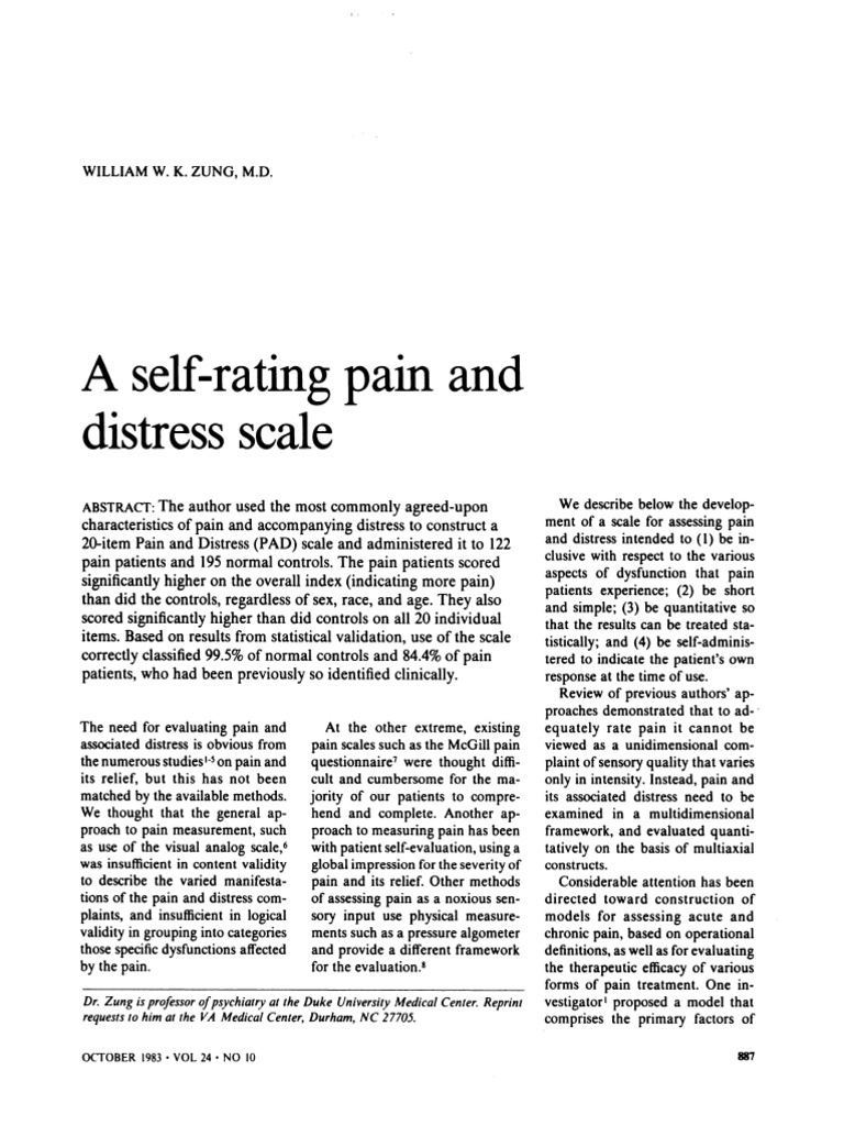 Self-Rating Pain And: Distress Scale | Download Free PDF | Pain | Sleep