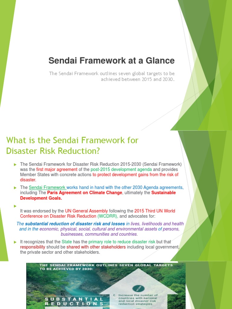 Sendai Framework at A Glance | PDF | Climate Resilience | Disaster Risk ...