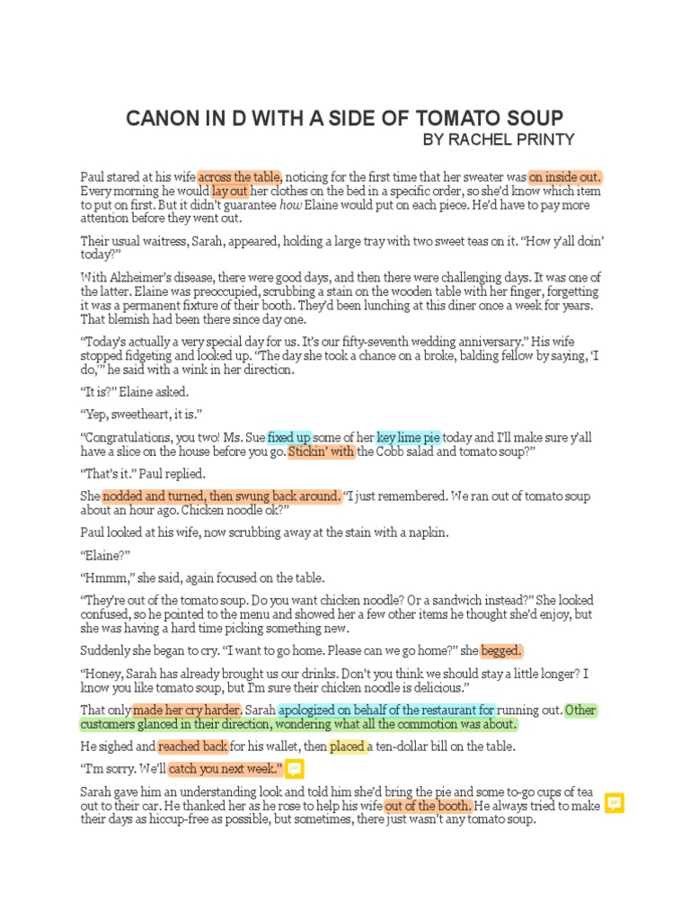 Canon in D With A Side of Tomato Soup: by Rachel Printy | PDF | Foods ...