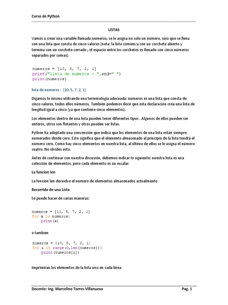 Curso de Python - Sesion 04 | PDF | Python (lenguaje de programación) | Matriz (Matemáticas)
