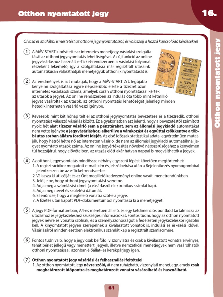 Otthon Nyomtatott Jegy | PDF