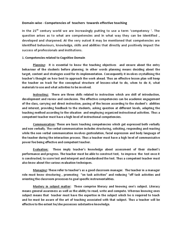 Teaching Competencies in Higher Education | Download Free PDF ...