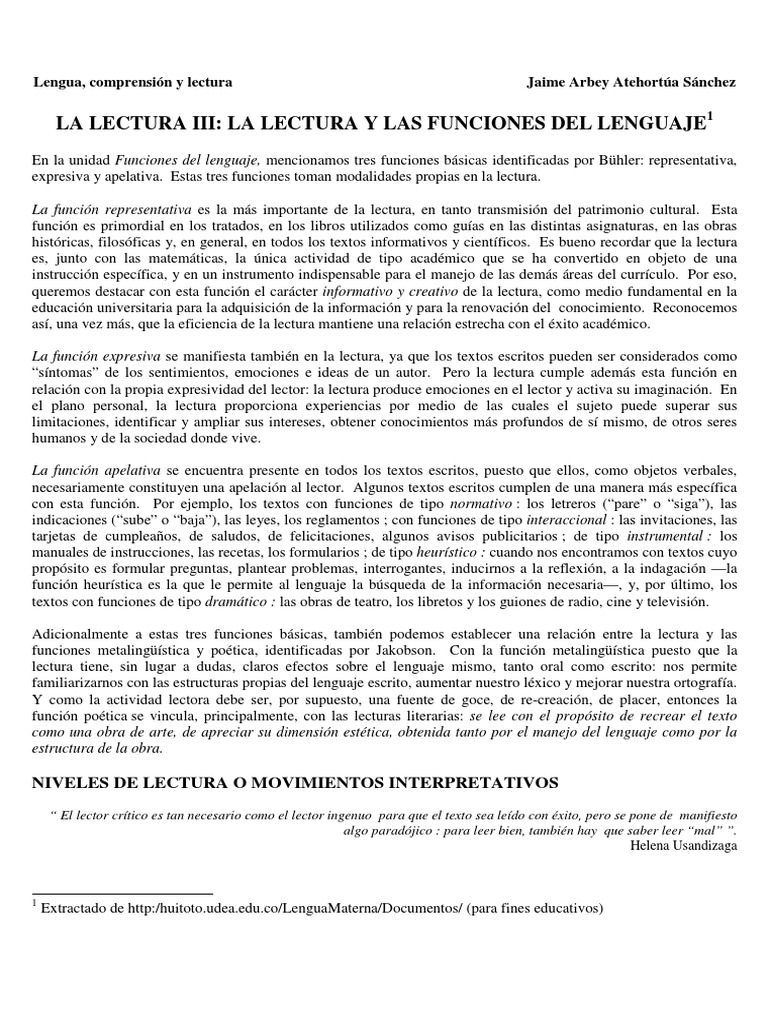 Funciones del Lenguaje en la Lectura | PDF | Inferencia | Aprendizaje