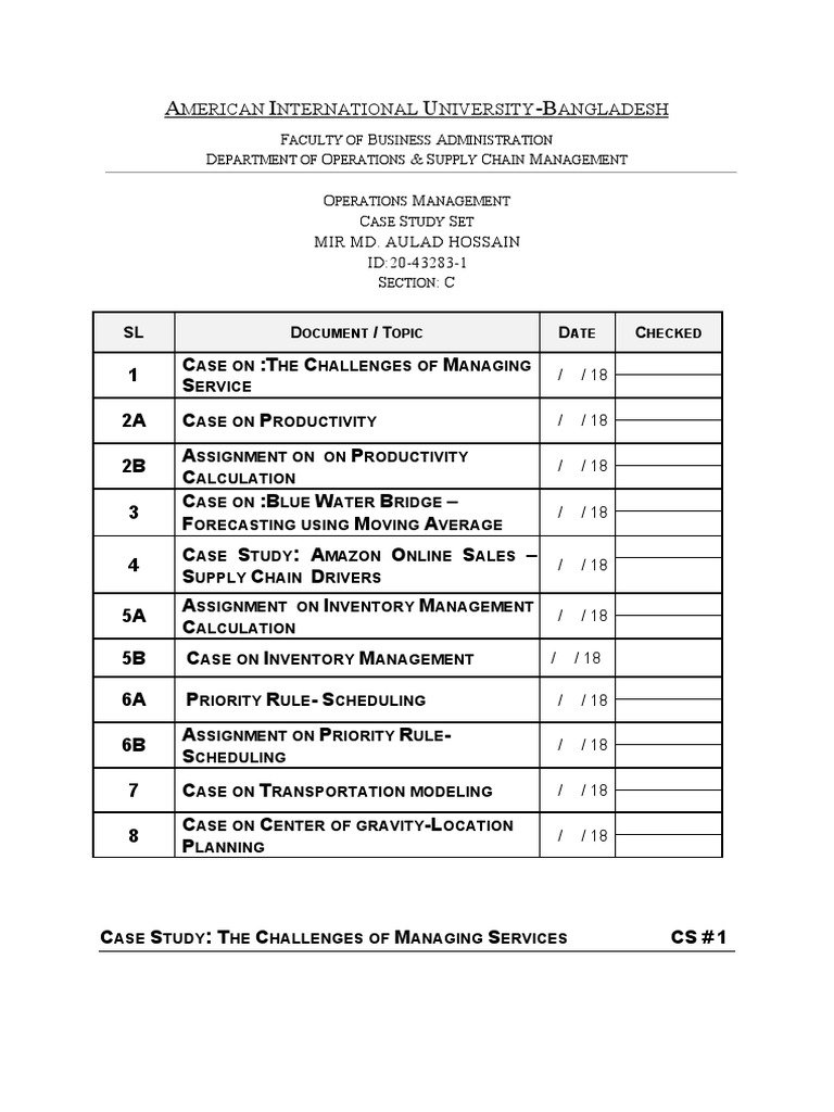 Operation Management Case Study | PDF | Inventory | Employment