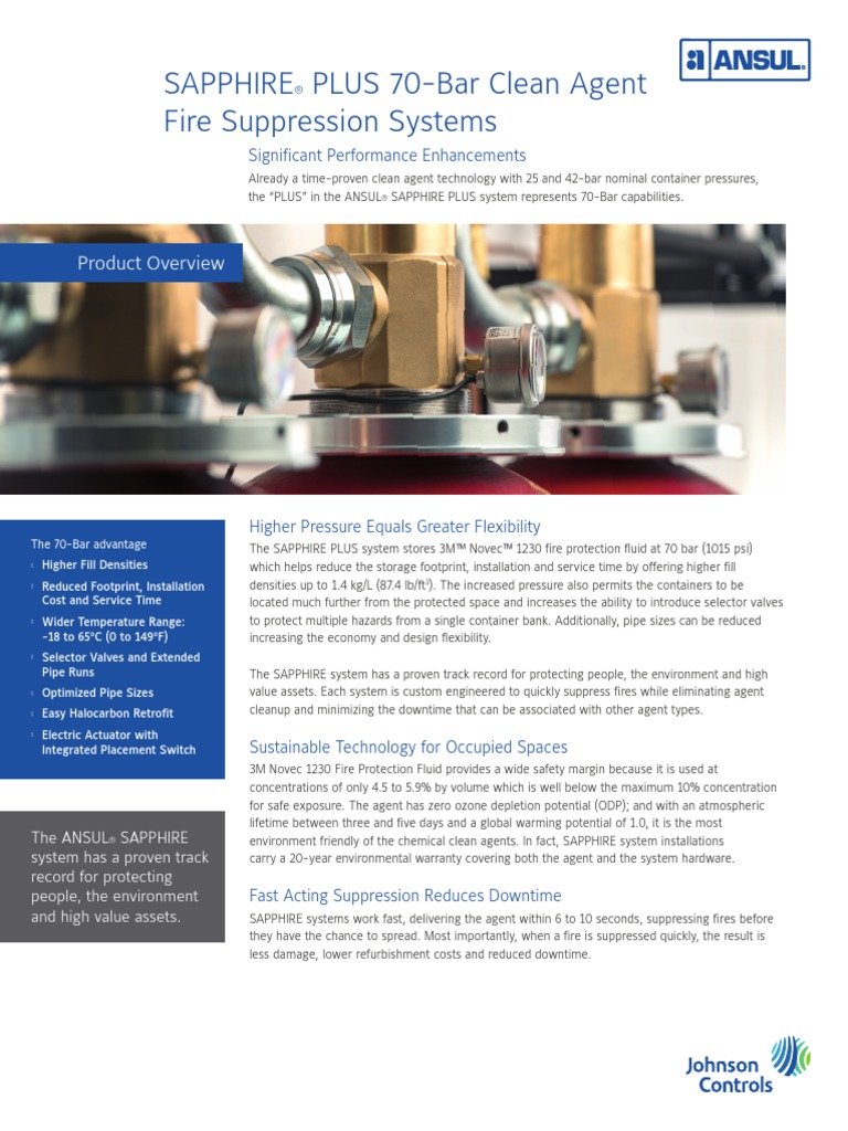 Sapphire PLUS 70-Bar Clean Agent Fire Suppression Systems: Product ...