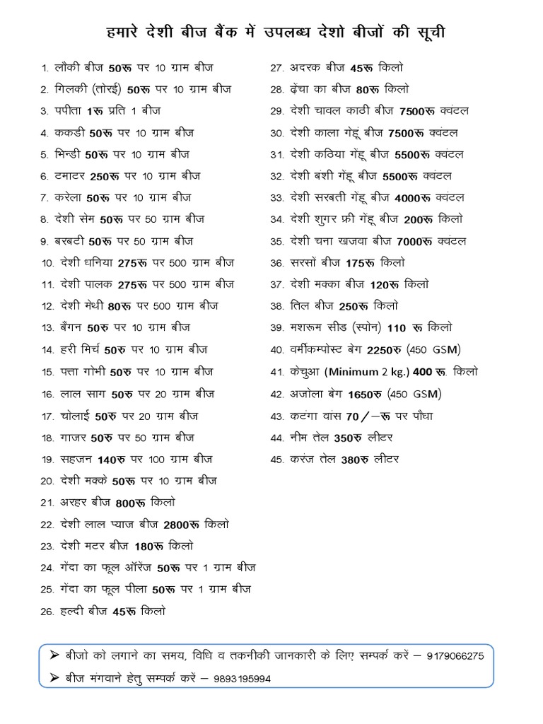 Desi Beej List | PDF