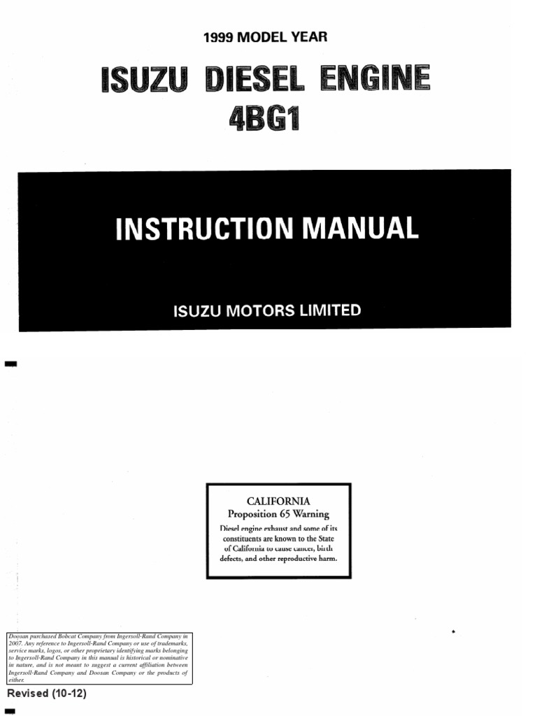 4bg1 Instruction Manual | PDF | Motor Oil | Engines