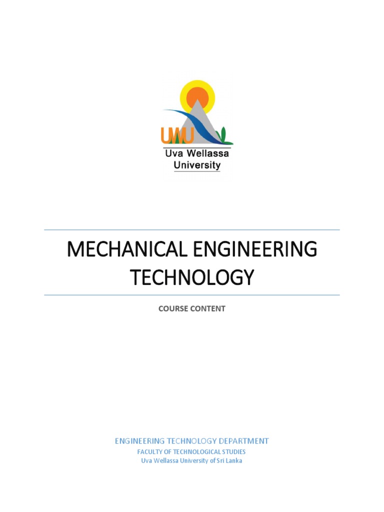 Mechanical Engineering Technology | PDF | Engineering | Mechanical ...