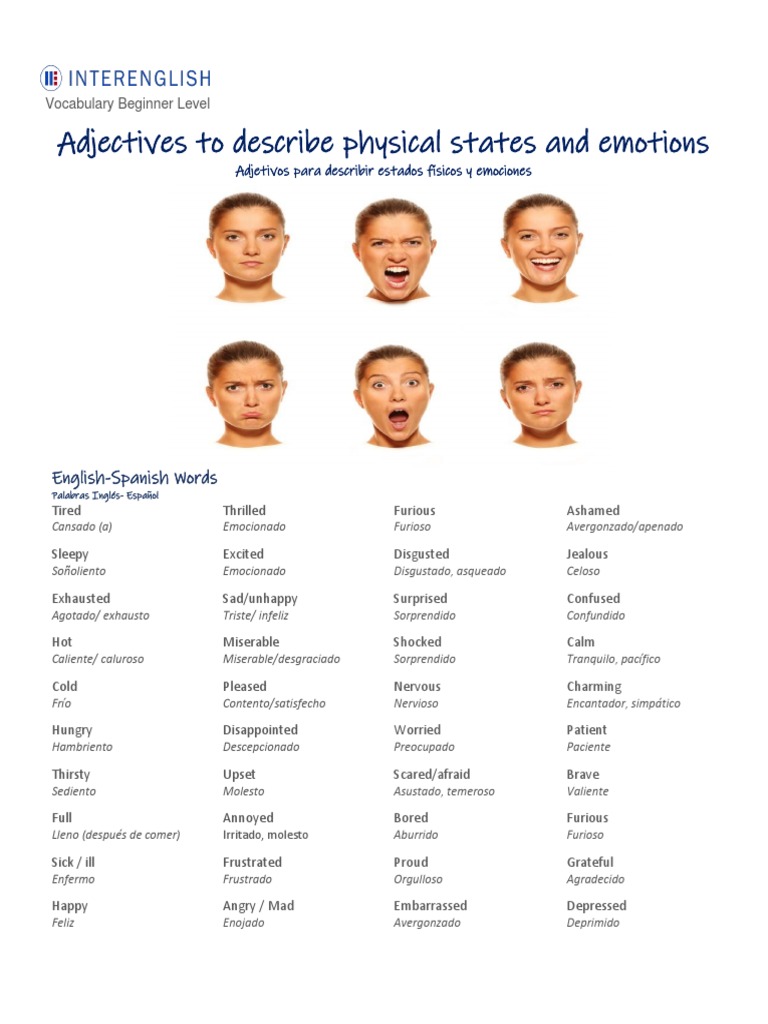 7 - Adjectives To Describe Physical States and Emotions | PDF