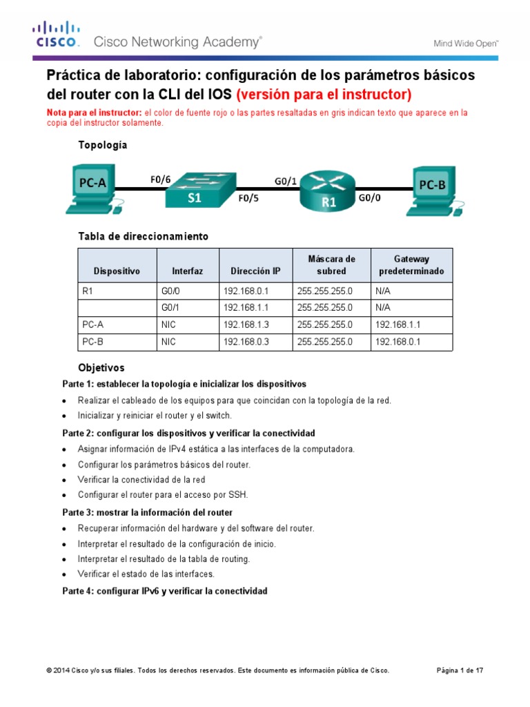 4.1.4.6 Lab - Configuring Basic Router Settings With IOS CLI - ILM | PDF | Enrutador ...