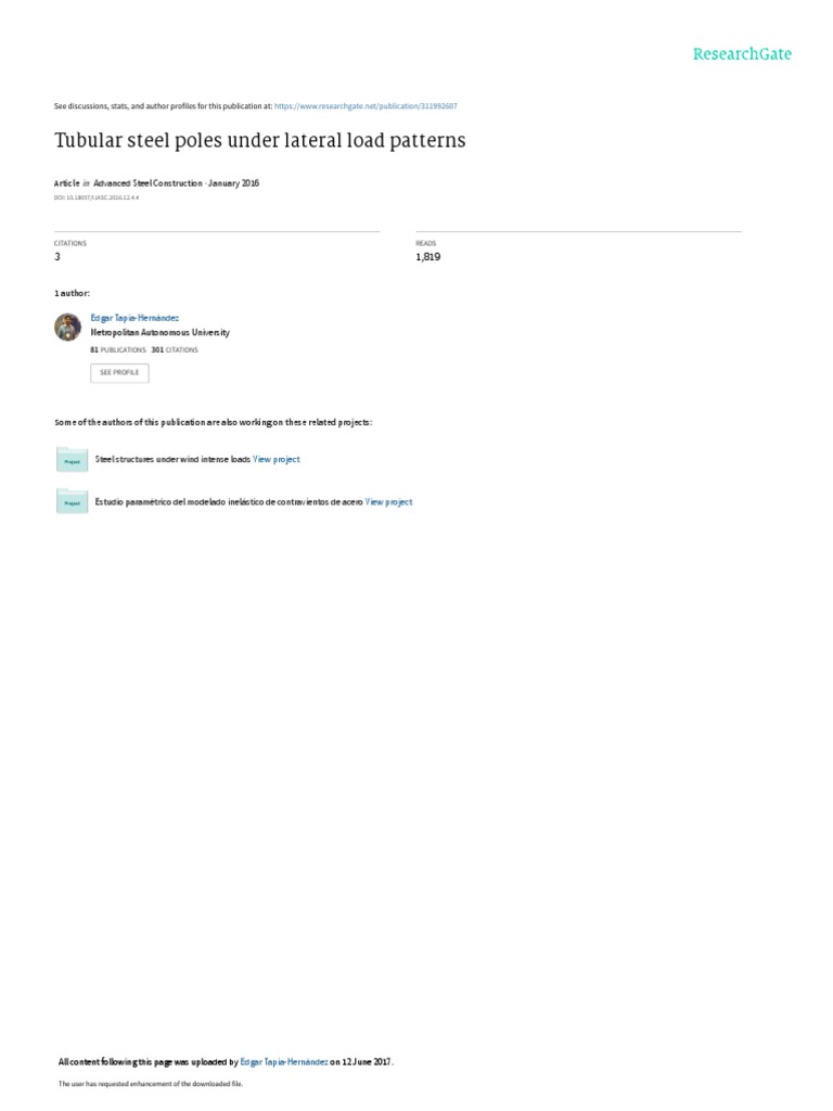 Tubular Steel Poles Under Lateral Load Patterns | PDF | Galvanization ...