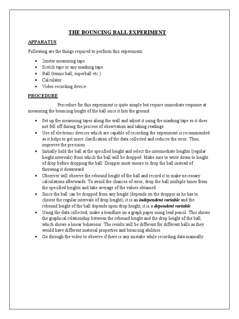 Bouncing Ball Experiment Analysis | PDF | Experiment | Force