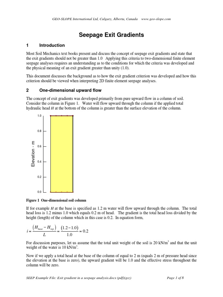 Exit Gradient in A Seepage Analysis | PDF | Soil Mechanics | Fluid Dynamics