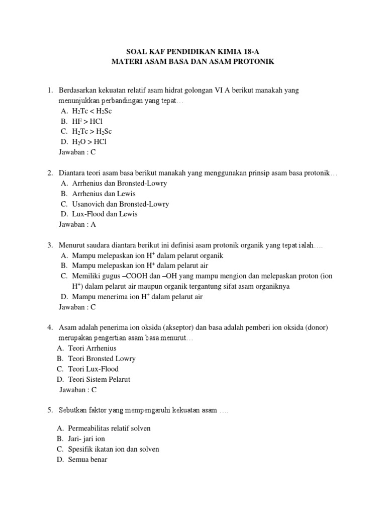 Soal Kaf Pendidikan Kimia 18-A | PDF