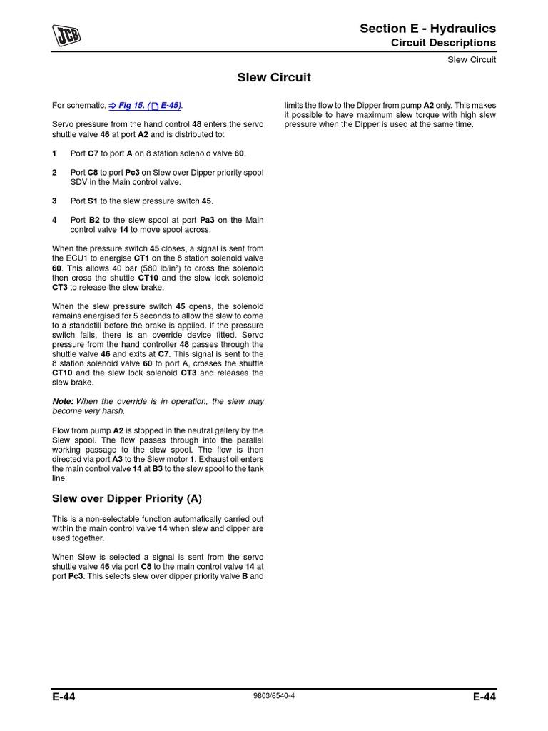 Hydraulic Slew Circuit Description | PDF | Valve | Vehicle Parts