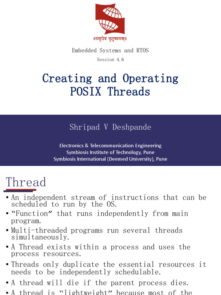4.6 Creating and Operating POSIX Threads | PDF | Thread (Computing) | Process (Computing)