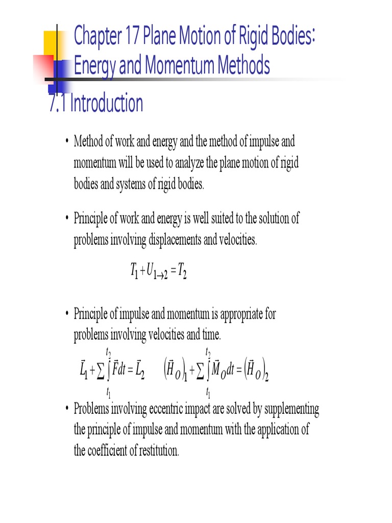 Analyzing Plane Motions of Rigid Bodies Using Energy and Momentum ...