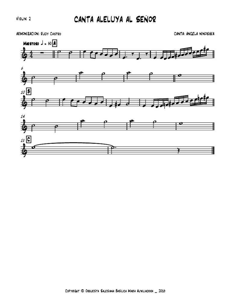 Canta Aleluya Al Señor Violin 2 | PDF