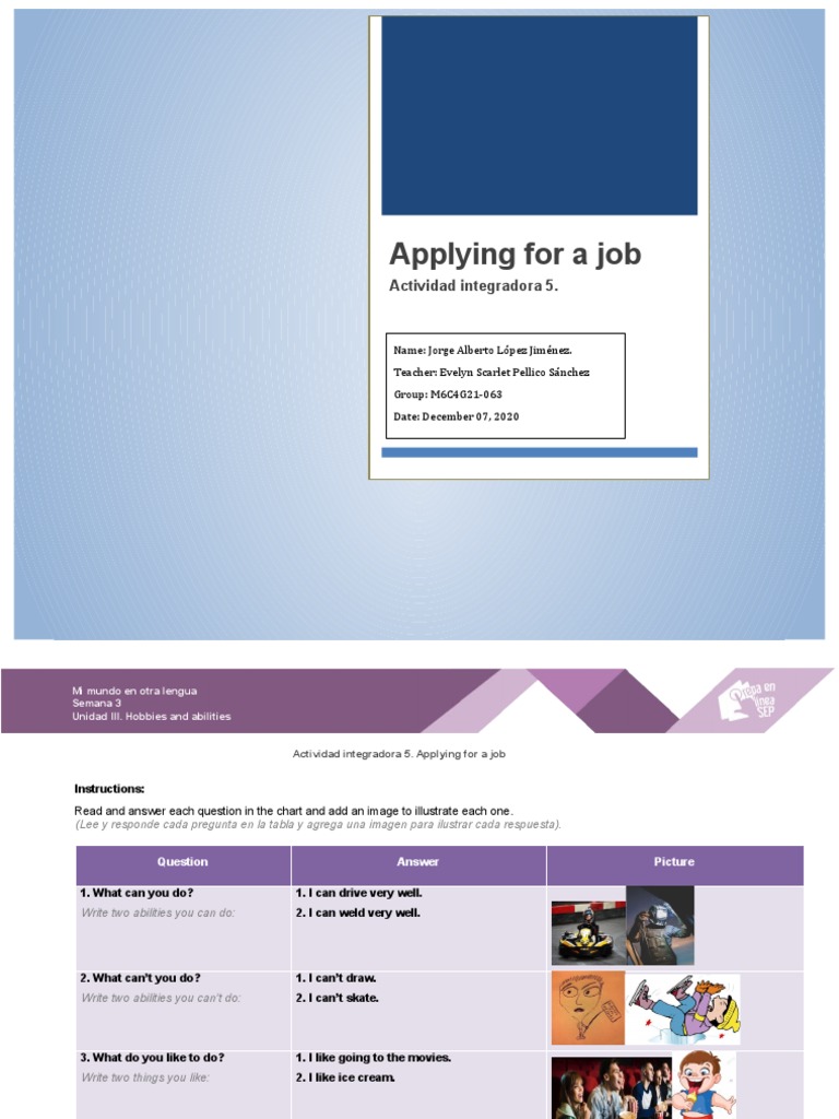 Job Application Skills and Interests | PDF