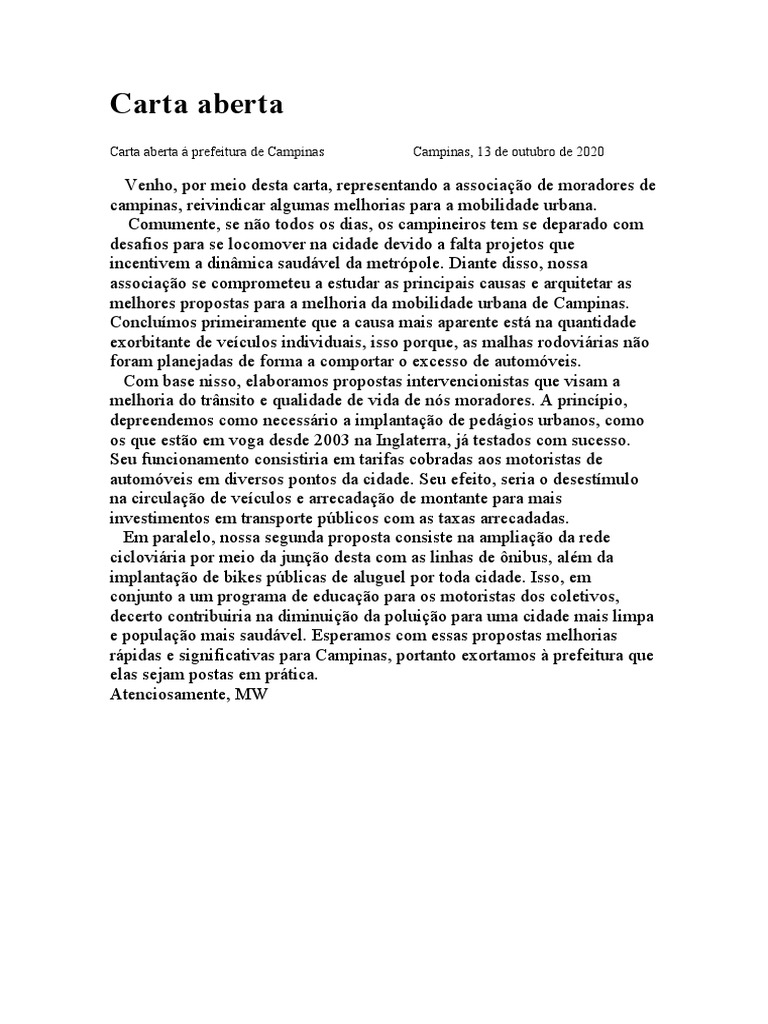 Carta Aberta | PDF