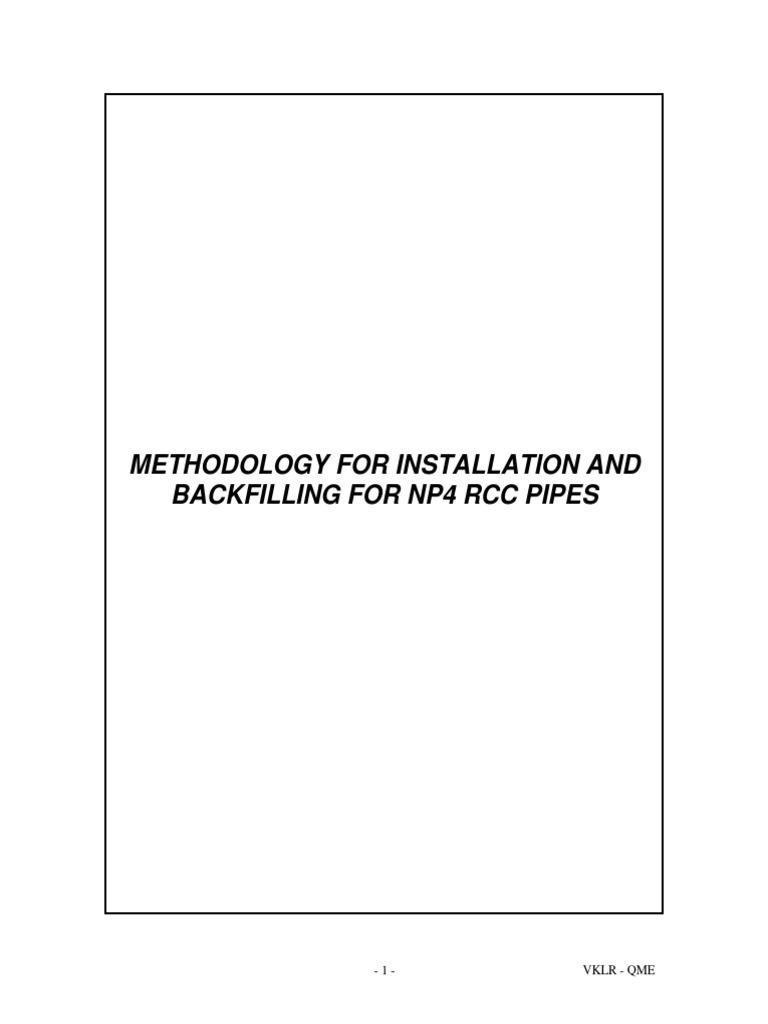 NP4 Pipe Installation and Backfill - Methodology | PDF | Pipe (Fluid ...