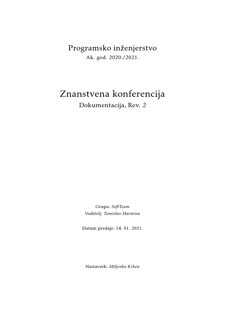 Programsko inženjerstvo: Konferencija 2021 | PDF