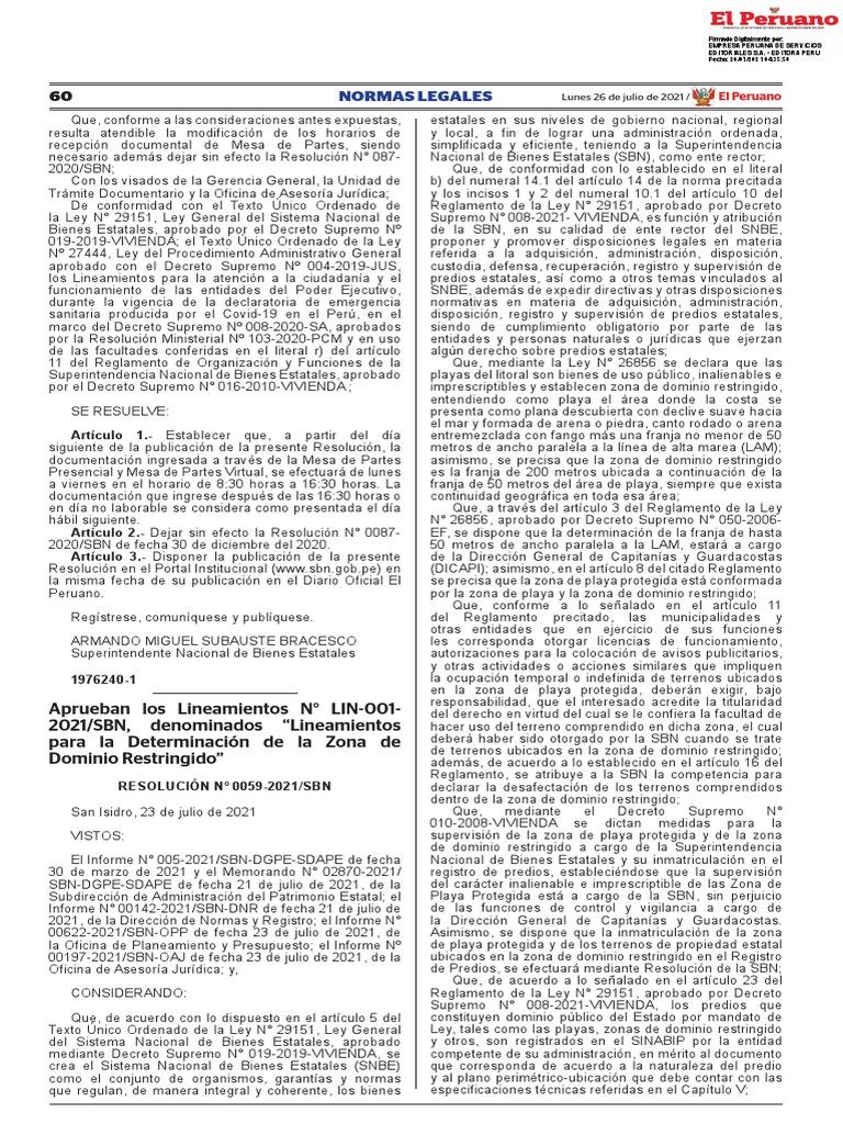 Lineamientos para La Determinación de La Zona de Dominio Restringido ...