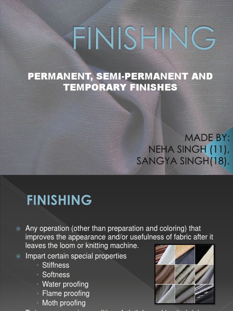 FINISHING | PDF | Textiles | Chemistry