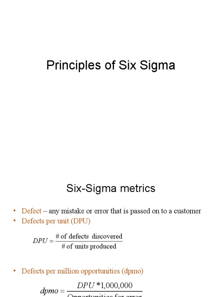 Principles of Six Sigma | PDF | Six Sigma | Design For Six Sigma