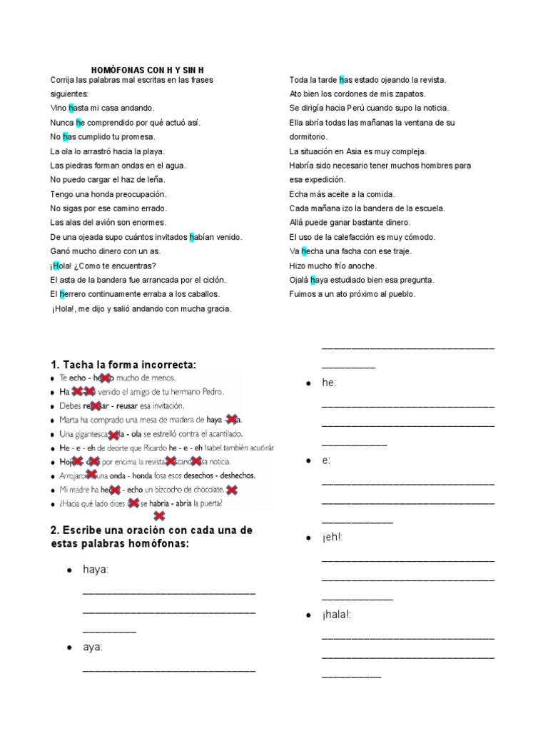 HOMÓFONAS CON H y SIN H | PDF | Religión y creencia | Sicología