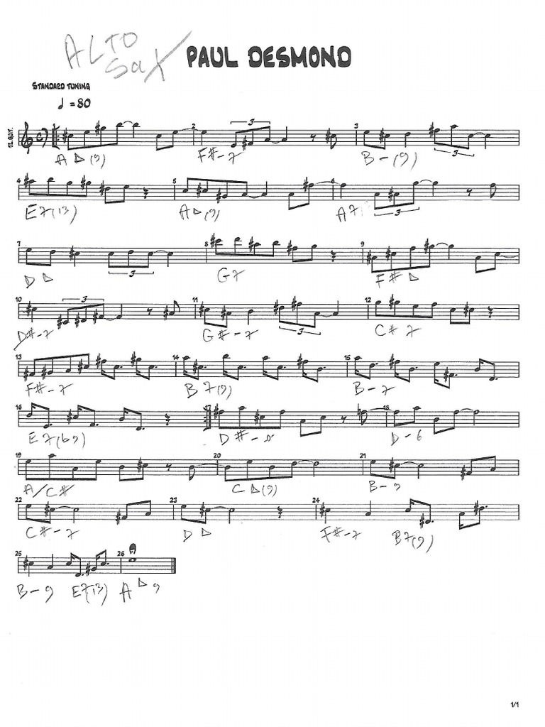 Paul Desmond - Alto Sax | PDF