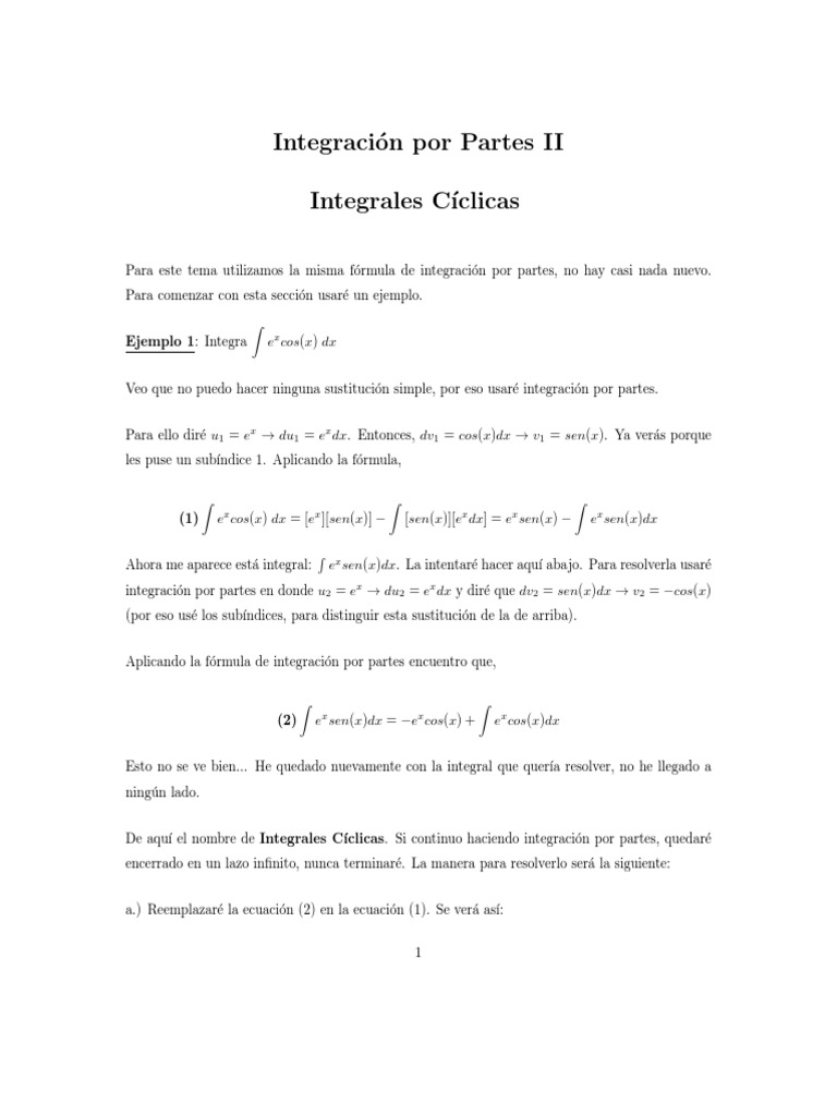 Integrales Ciclicas | PDF | Integral | Objetos matemáticos