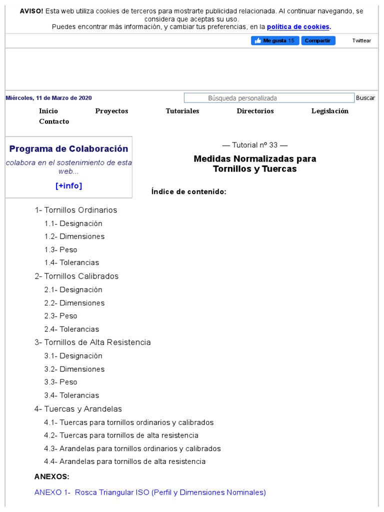 Medidas Normalizadas de Tornillos y Tuercas | Descargar gratis PDF ...